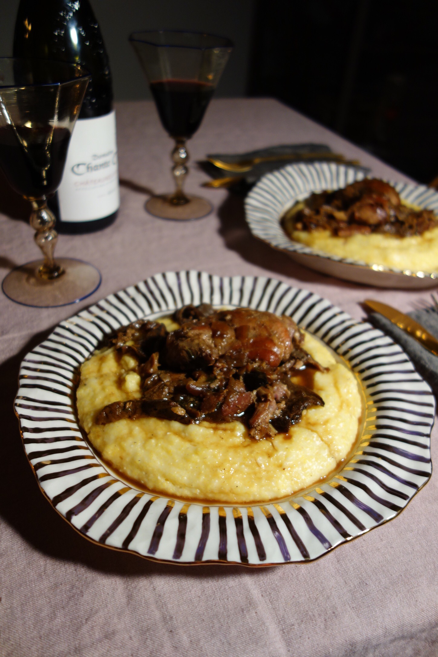 Rabbit Polenta with Porcini Mushrooms – Chez Nous